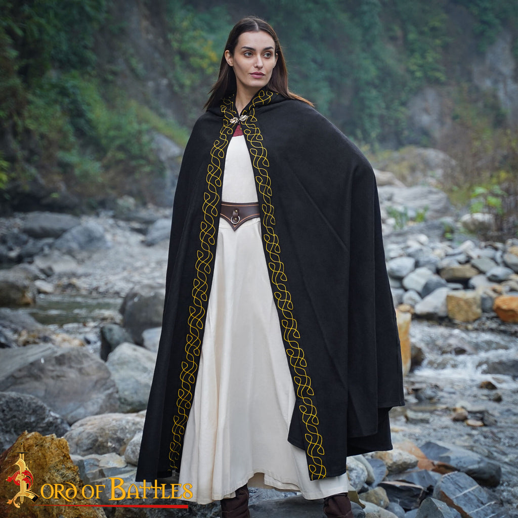 Medieval Wool Cloak with Embroidery - Authentic and Elegant